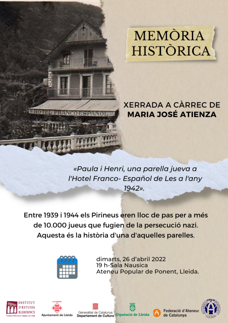 Memòria Històrica. Xerrada amb Maria José Atienza: «Paula i Henri, una ...